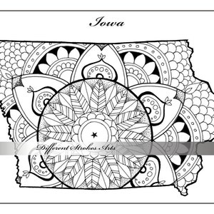 Iowa State Map Coloring Page for Adults Patriotic Printable | Etsy