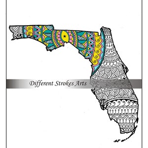 Florida Map Coloring Page for Adults, USA Map Art, Printable Map of ...