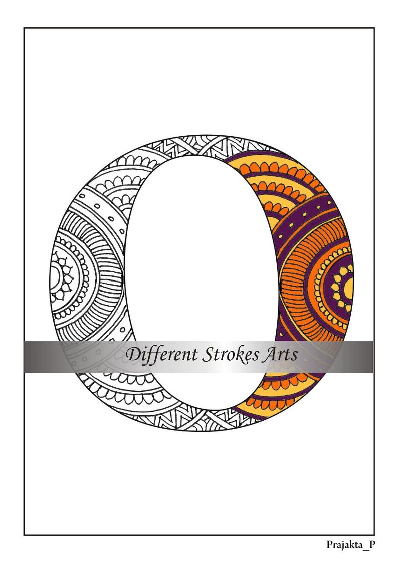 Zentangle alphabet coloring page letter O henna doodle | Etsy