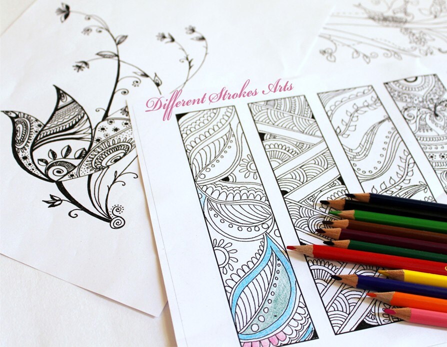 Printable Bookmarks Coloring Pages Zendoodle Coloring | Etsy