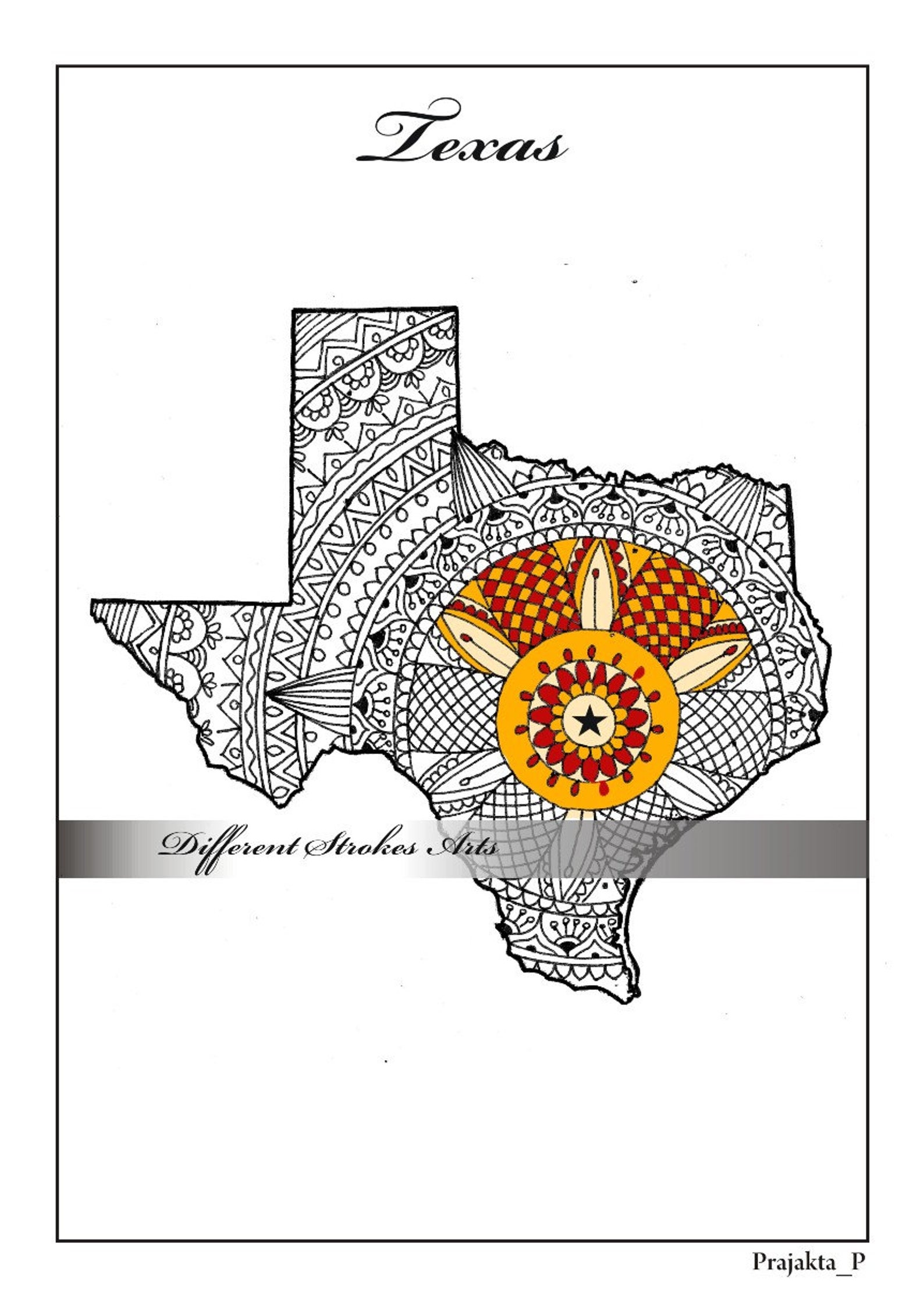Adult Coloring Maps Texas Map States Maps Coloring Pages Us | Etsy