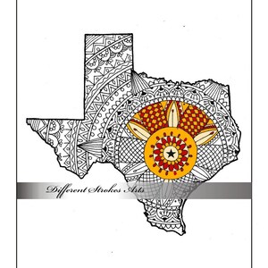 Adult Coloring Maps Texas Map States Maps Coloring Pages Us | Etsy
