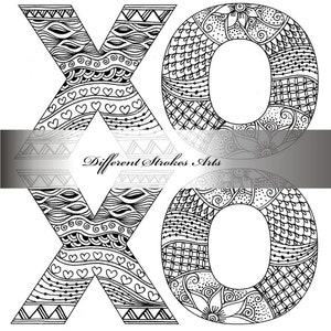 XOXO Sign Zentangle Coloring Pages for Adults, Follow Your Heart ...