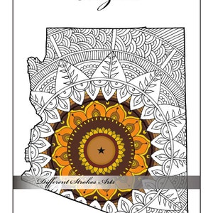 Arizona State Map, Coloring Pages, Adult Coloring Page, Map Art ...