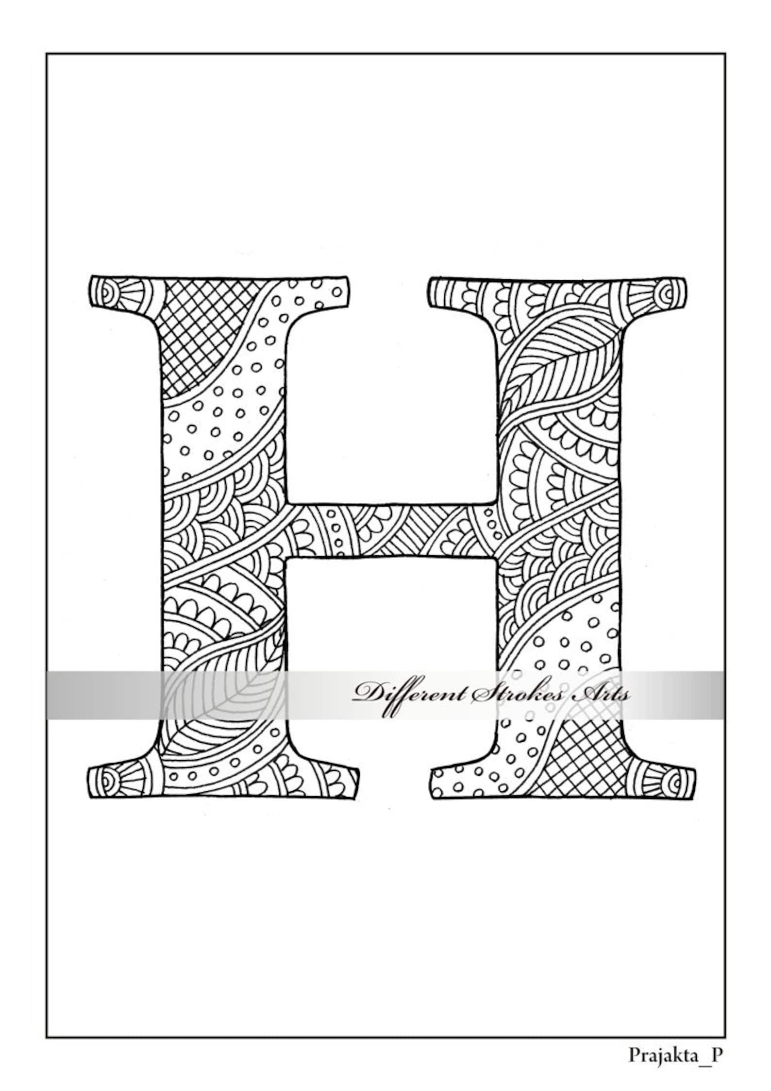 Zentangle Alphabet Pages Coloring Pages