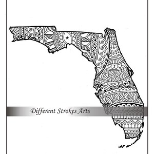 Florida Map Coloring Page for Adults, USA Map Art, Printable Map of ...