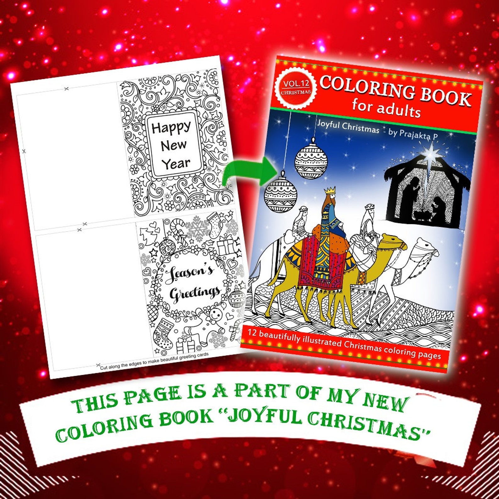 DIY Christmas Cards Christmas Coloring Cards Adult Coloring - Etsy