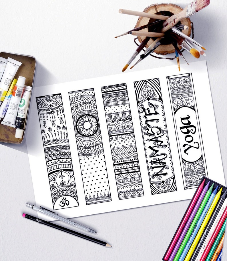 Printable bookmarks coloring Om bookmarks Zendoodle | Etsy