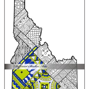 Idaho State Map Coloring Page for Adults Patriotic Printable | Etsy