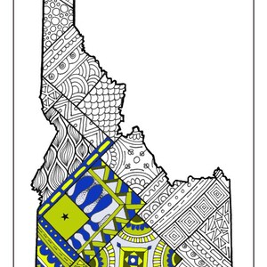 Idaho State Map Coloring Page for Adults Patriotic Printable | Etsy