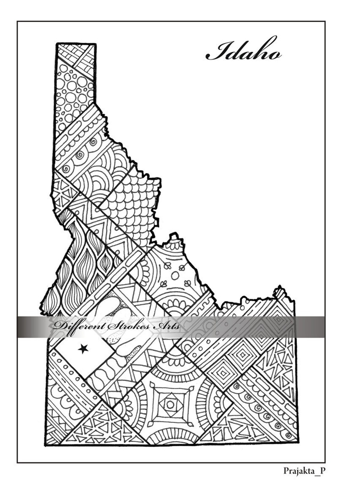 Idaho State Map Coloring Page for Adults Patriotic Printable | Etsy
