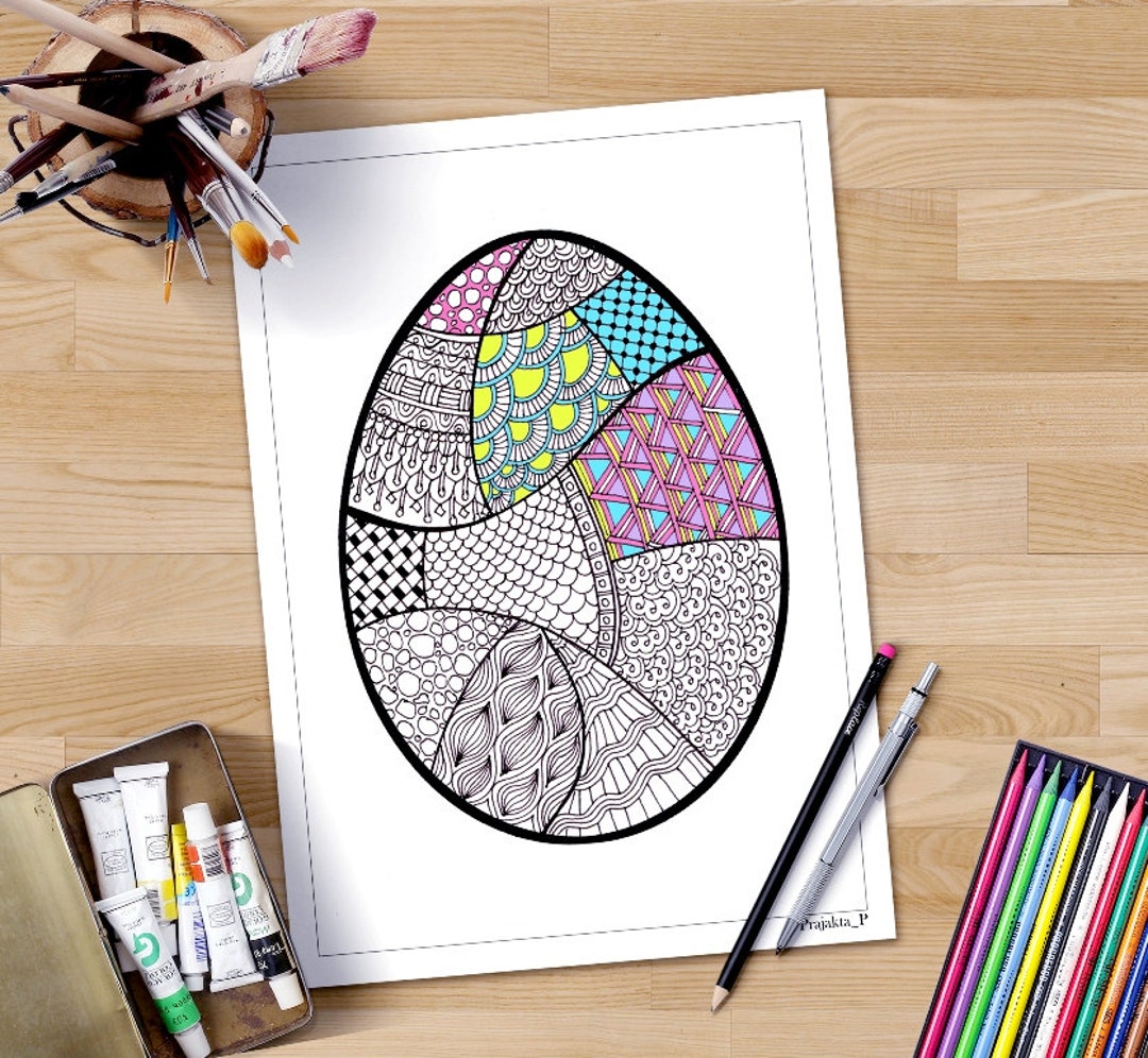Zentangle Easter Egg Coloring Page for Adults,printable Easter Egg ...