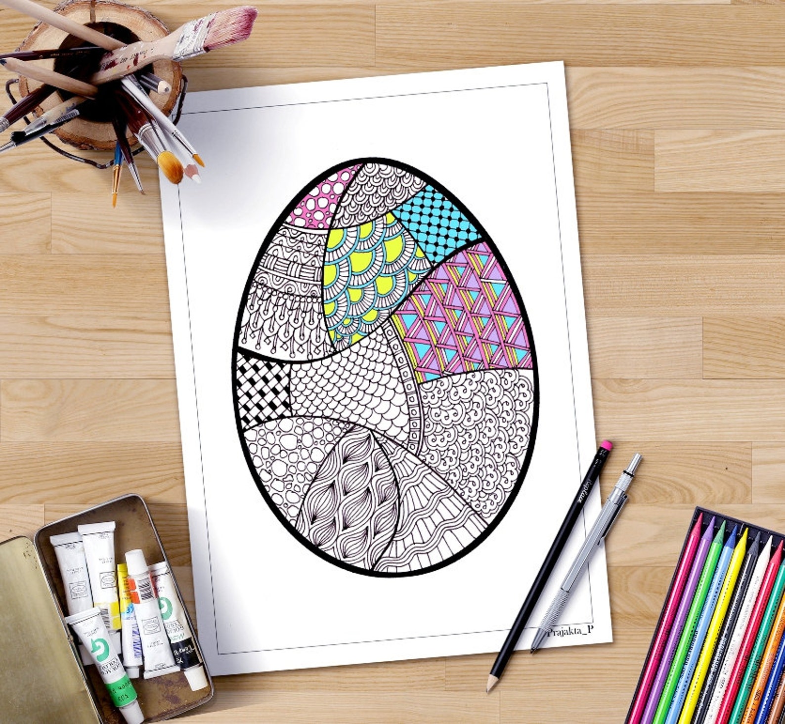 Zentangle Easter Egg Coloring Page for Adults,printable Easter Egg ...
