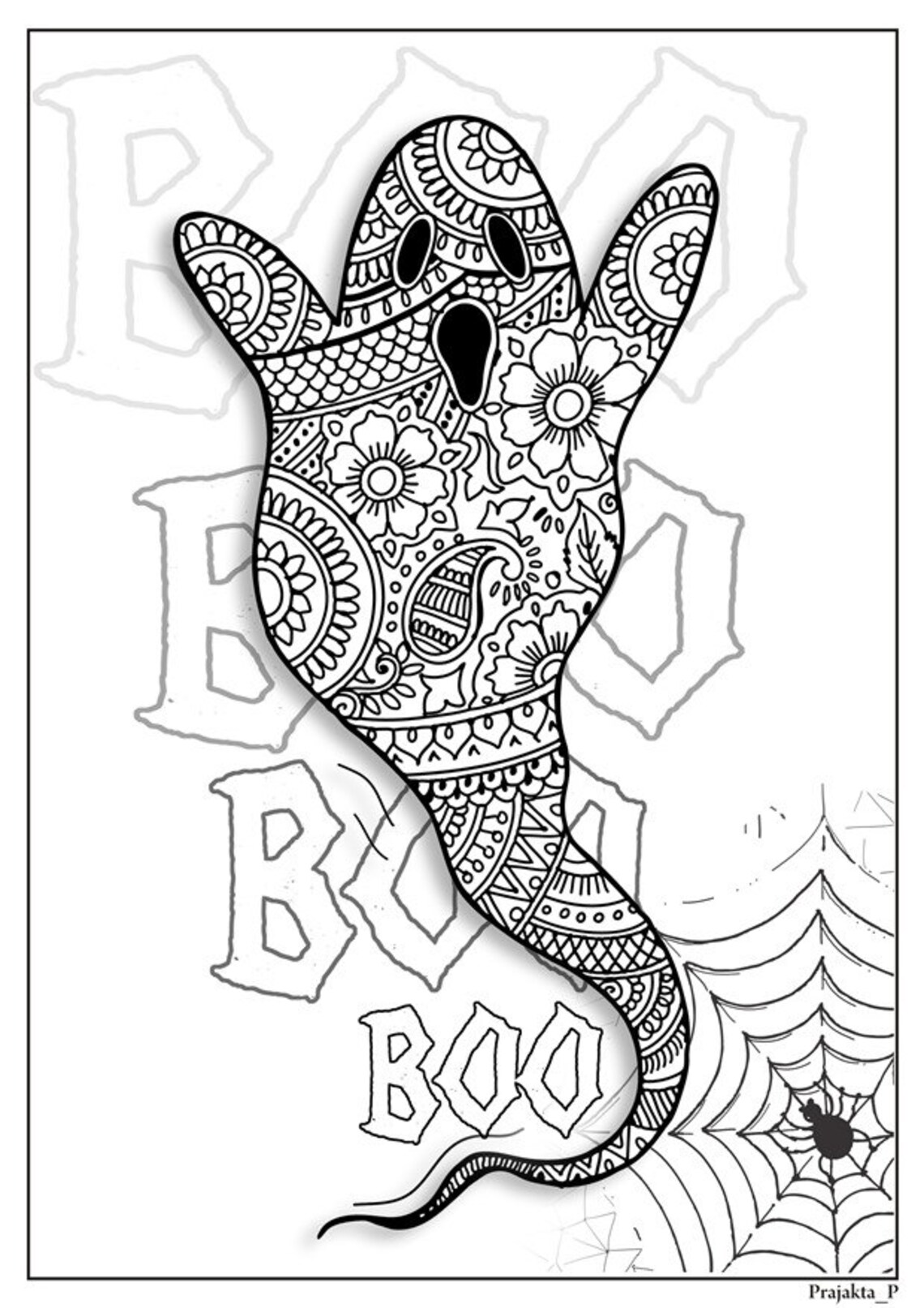 Boo Cute Halloween Coloring Page Printable Halloween Art - Etsy