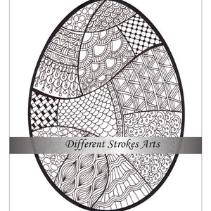 Zentangle Easter egg coloring page for adultsprintable Easter | Etsy