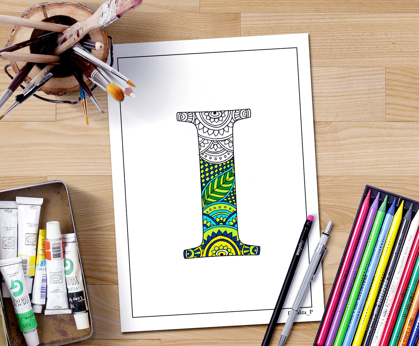 Zentangle alphabet coloring pages henna doodle alphabet | Etsy