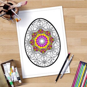 Easter Egg Mandala Coloring Pages for Adults, Zentangle Easter Egg ...