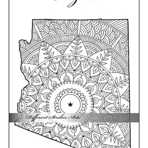 Arizona State Map, Coloring Pages, Adult Coloring Page, Map Art ...