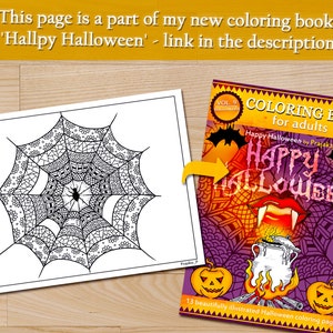 Halloween coloring pages spider web Zentangle spiderweb | Etsy