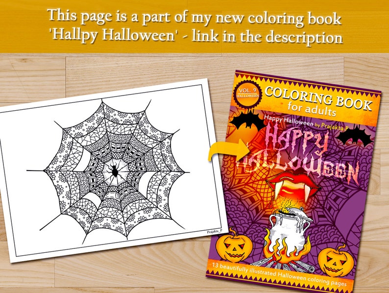 Halloween coloring pages spider web Zentangle spiderweb | Etsy