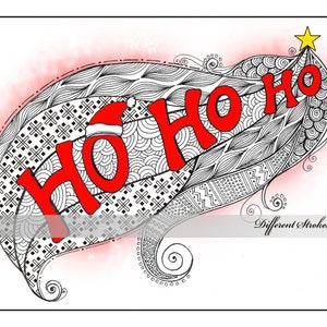 Ho Ho Ho Christmas Coloring Page, Zentangle Coloring Pages, Adult ...
