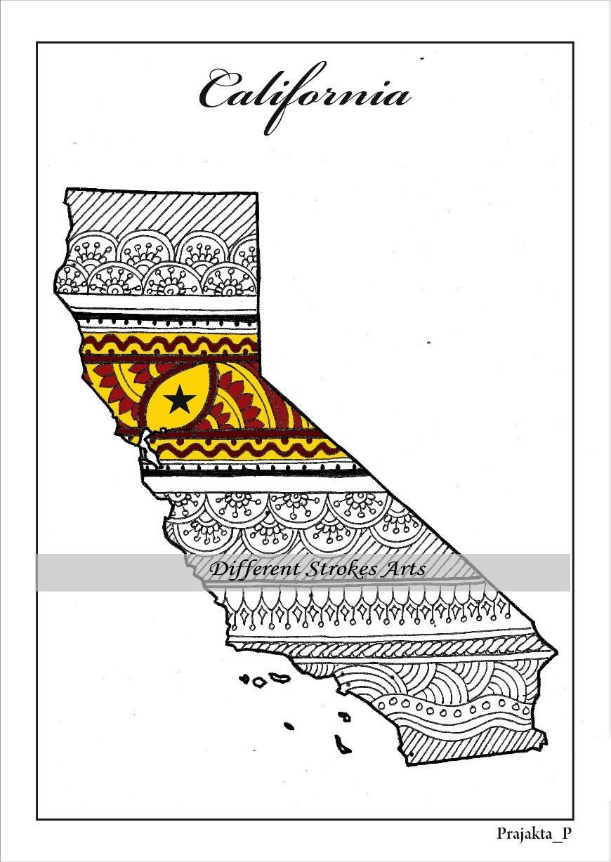 California Map Coloring Pages, Patriotic Printable Art, State Maps ...