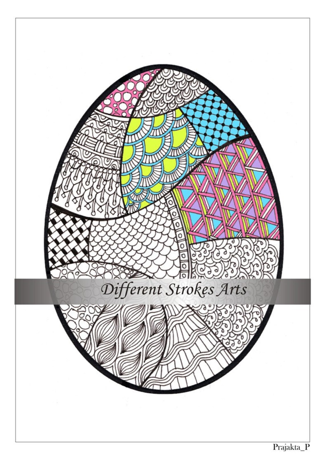 Zentangle Easter egg coloring page for adultsprintable Easter | Etsy