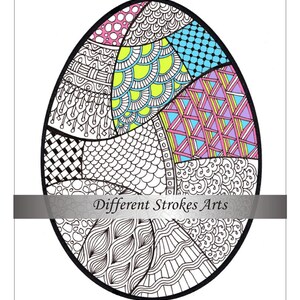 Zentangle Easter egg coloring page for adultsprintable Easter | Etsy