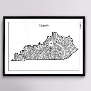 Kentucky Map Coloring Page for Adults Instant Download | Etsy