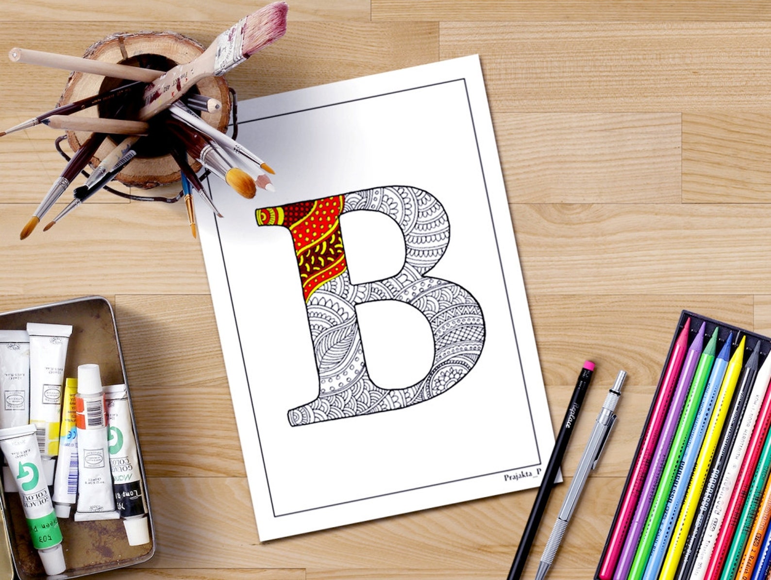 Zentangle Alphabet Coloring Pages Henna Doodle Alphabet | Etsy