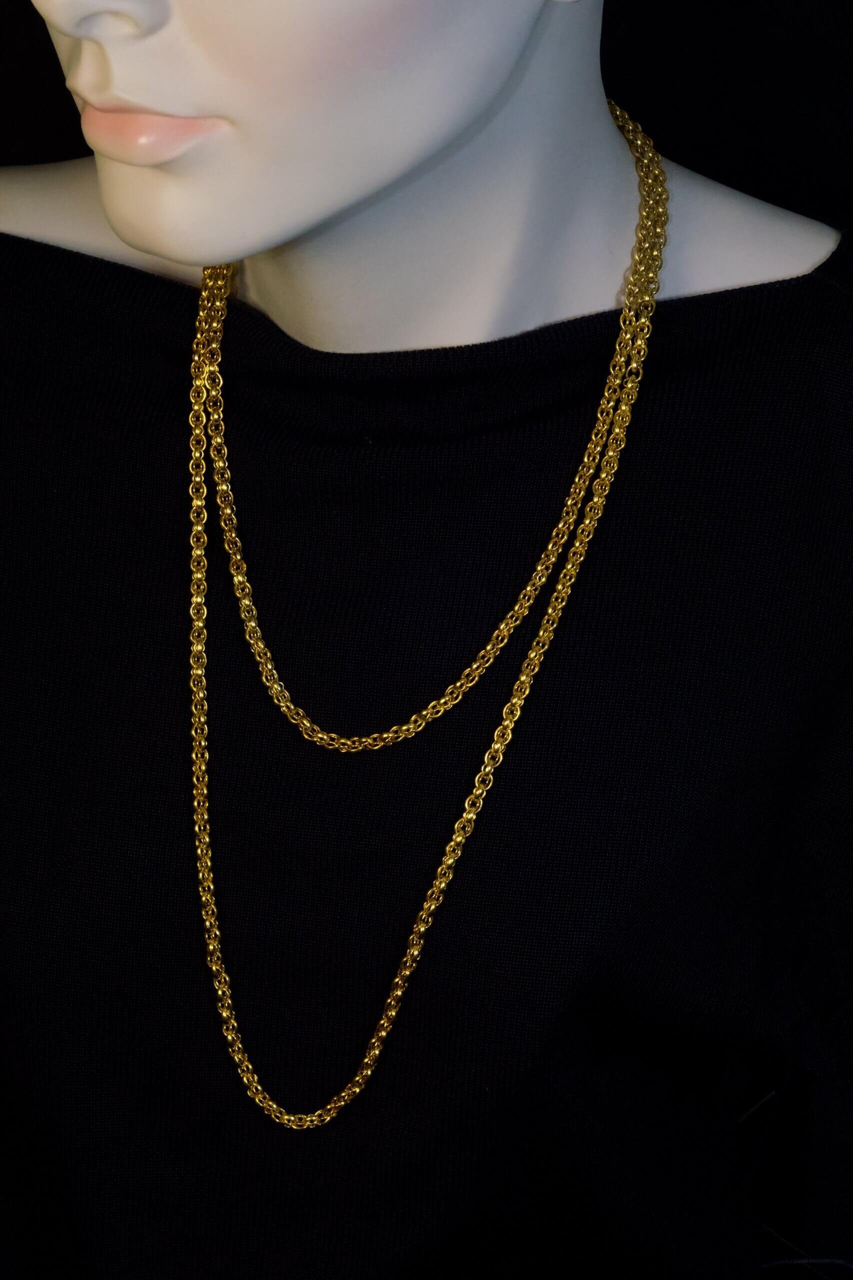Antique Long and Heavy Gold Chain Necklace - Etsy
