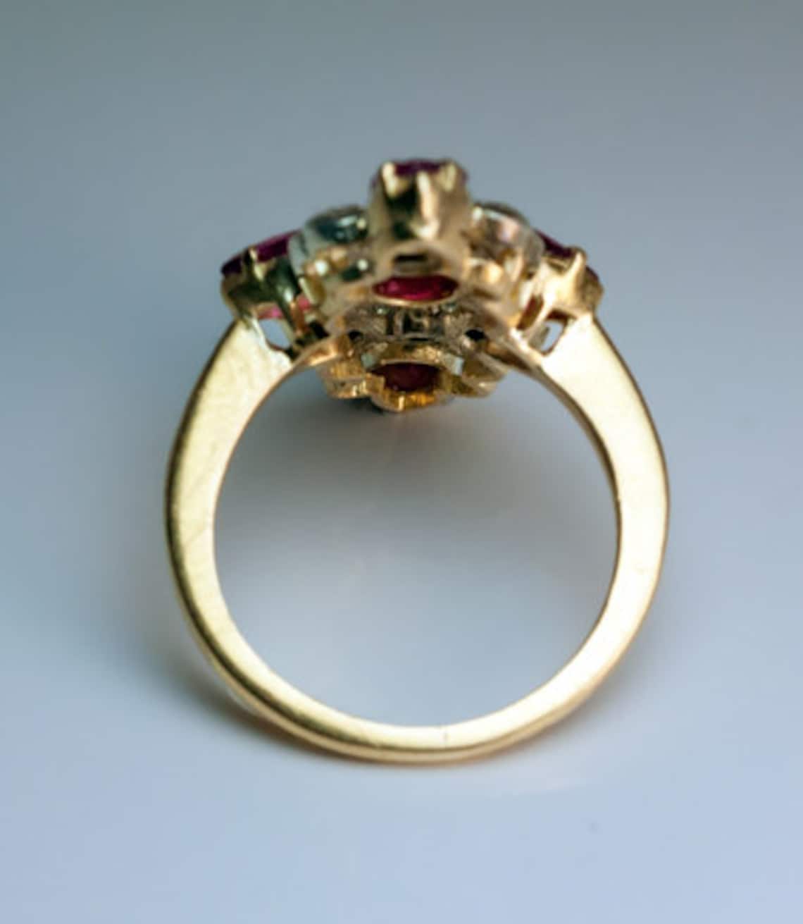 Vintage Art Deco Ruby Diamond Platinum Gold Ring 1920s - Etsy