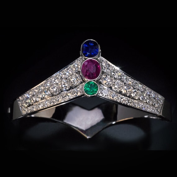 Art Deco Vintage Tiara Shaped Bangle Bracelet 1930s - Gem