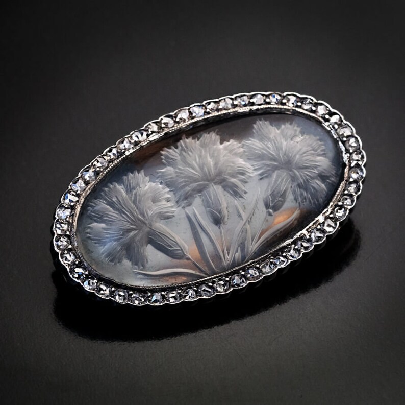 Antique Reverse Intaglio Crystal Diamond Brooch - Etsy