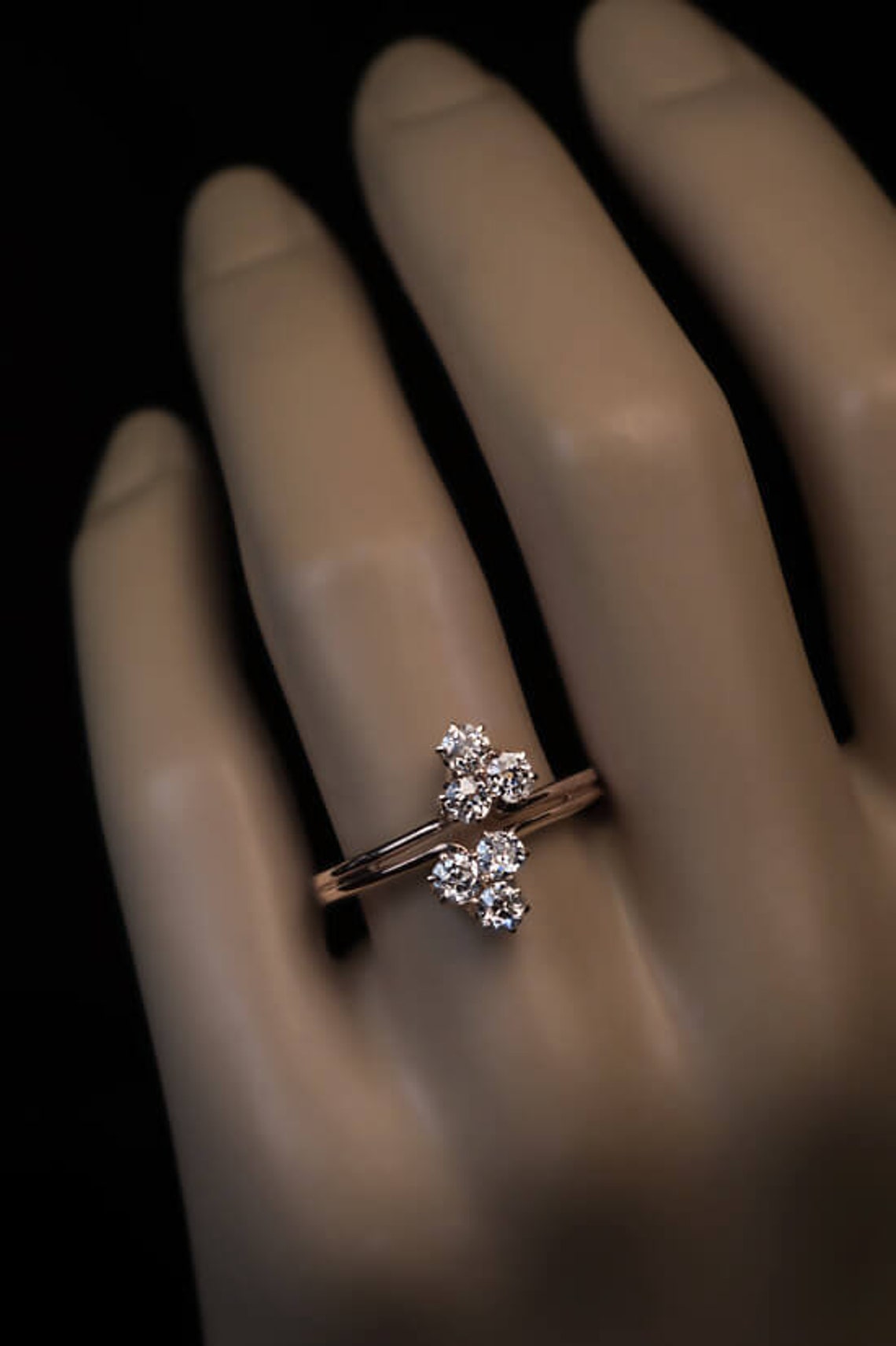 Antique Victorian Double Trefoil Diamond Gold Ring - Etsy