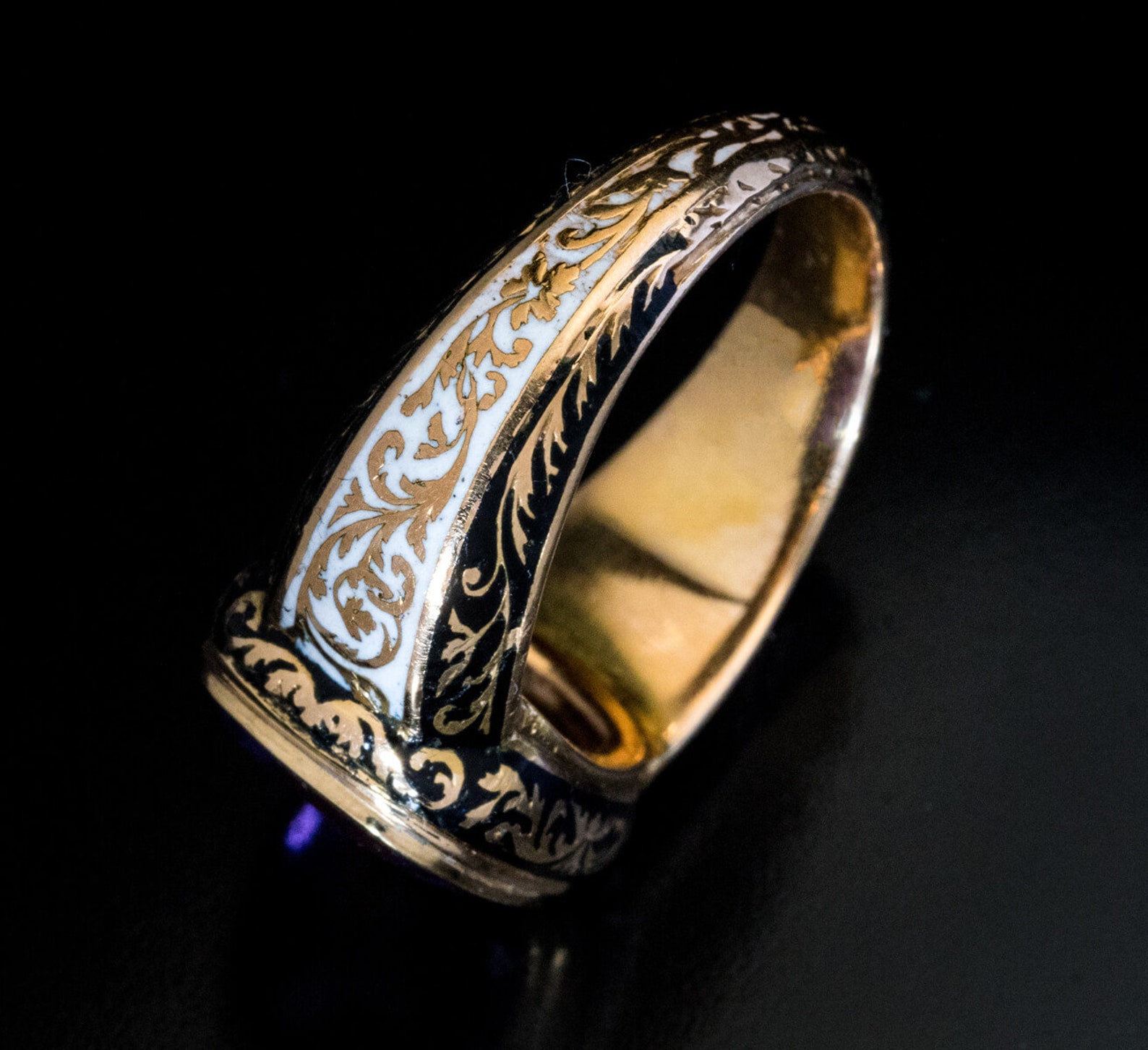 Antique Amethyst Enamel Gold Mens Ring - Etsy
