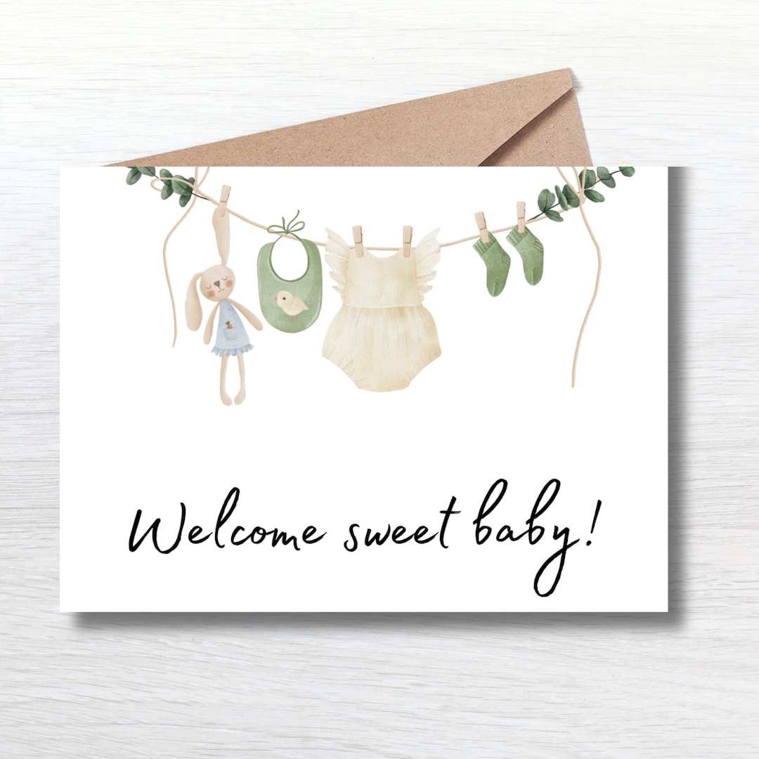 Welcome Baby Card | Congratulations New Baby Greeting Card | New Baby ...