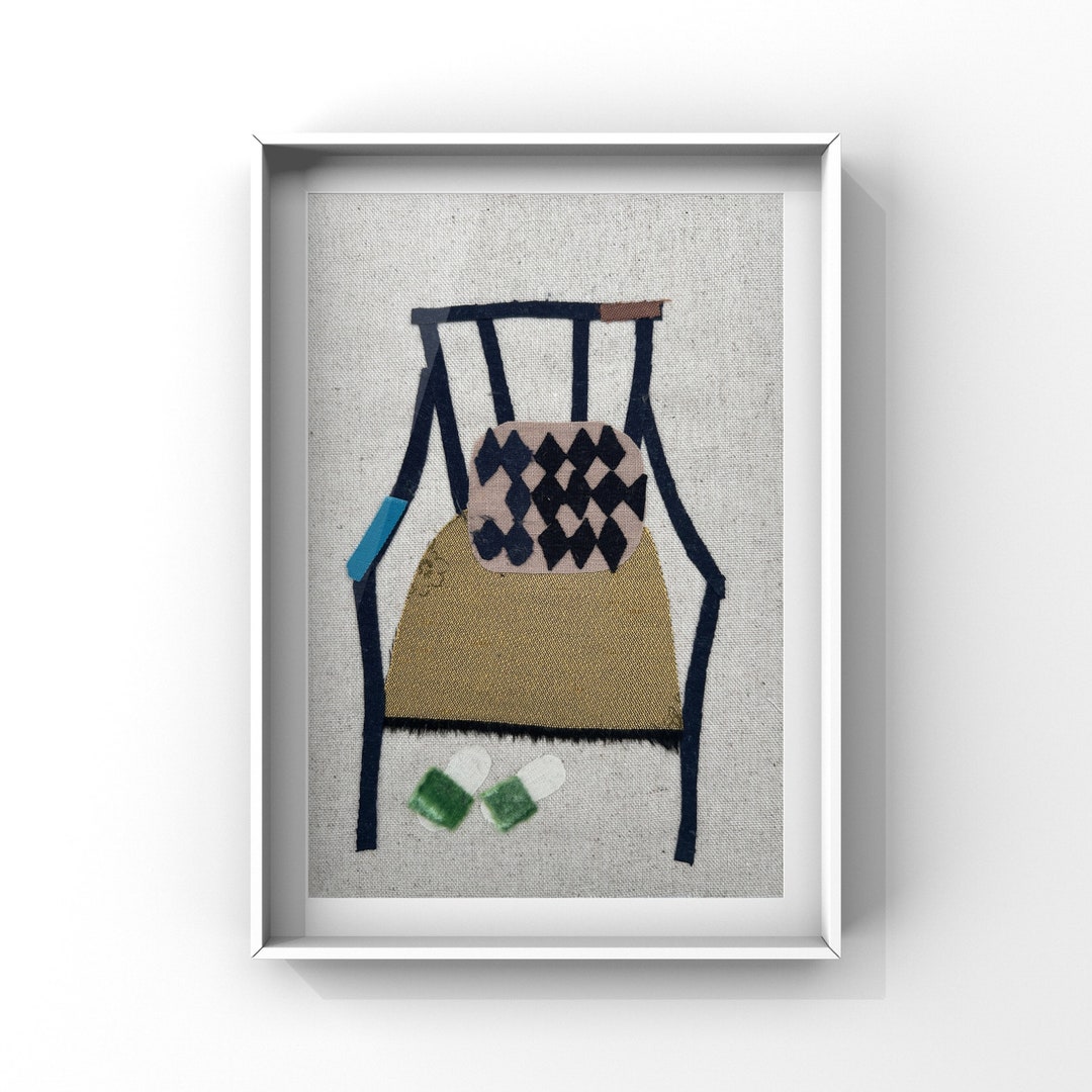 Rickety Chair Art Print Chair Wall Art Cozy Wall Art Chair Collage Art ...