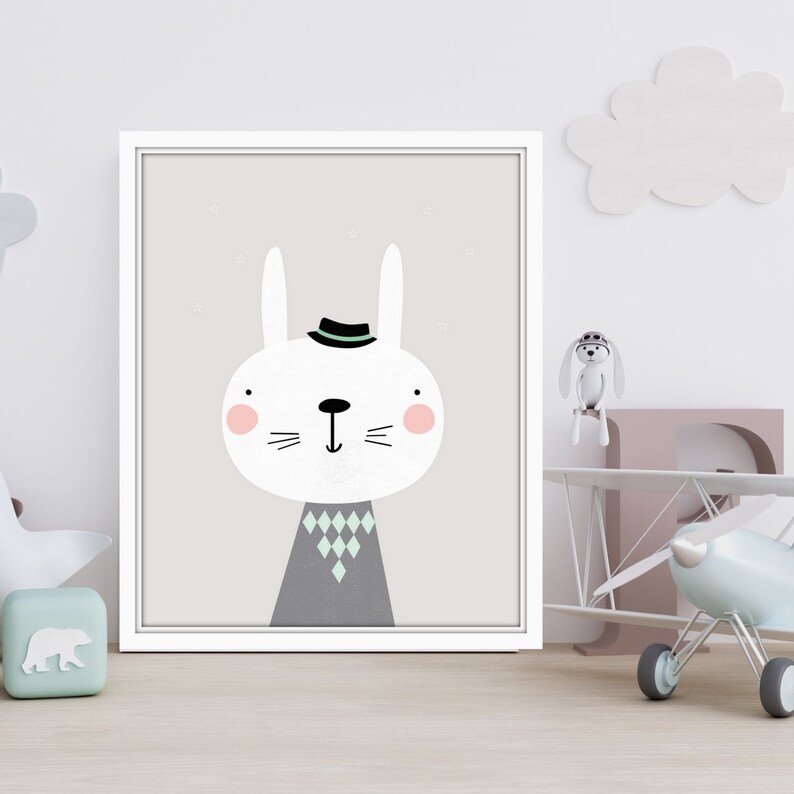 Modern Rabbit Art Decor Little Rabbit Nursery - Etsy