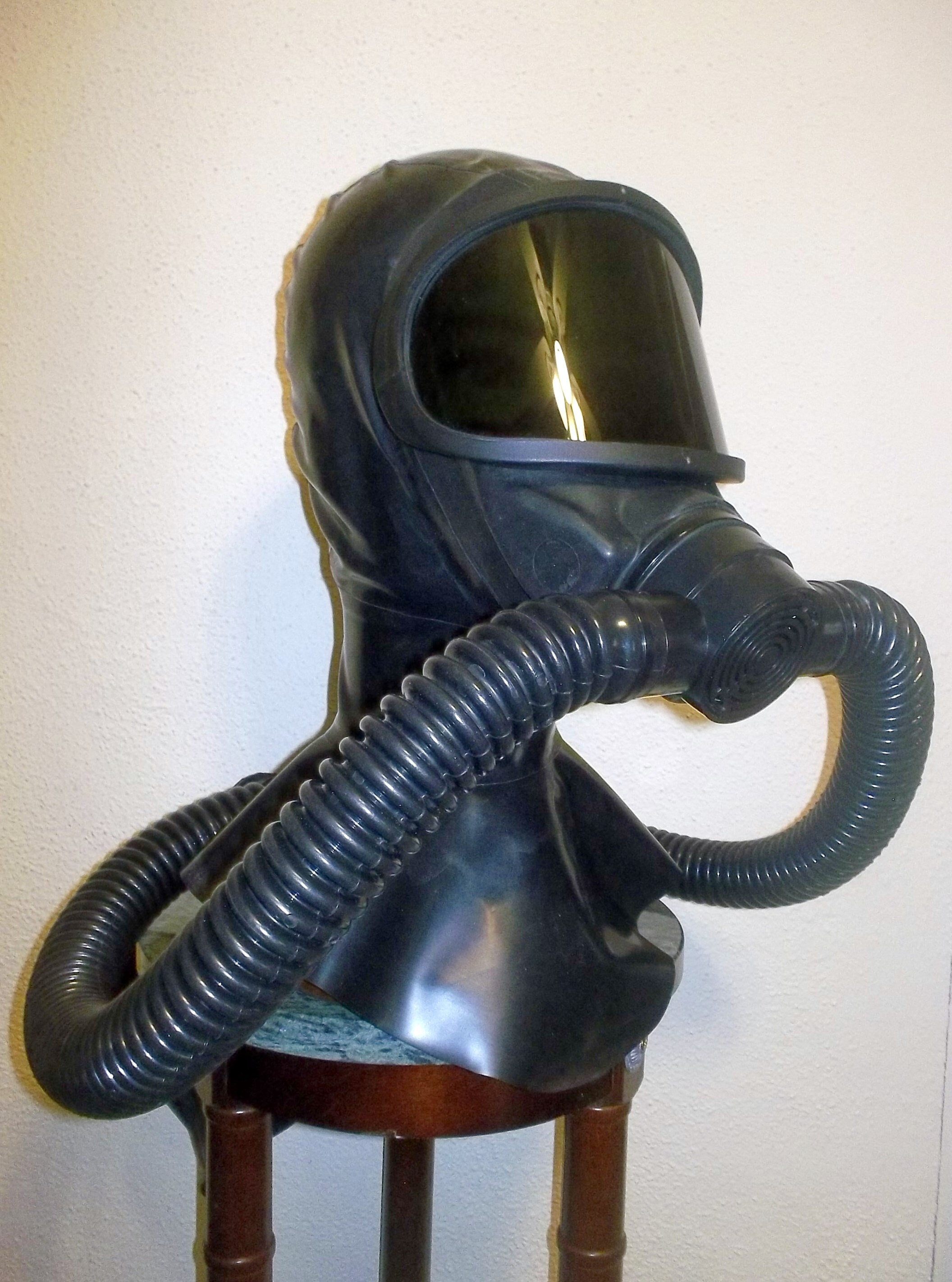 Fetish Heavy Rubber Latex Full Circle MSA REBREATHER Gas Mask Hood With ...