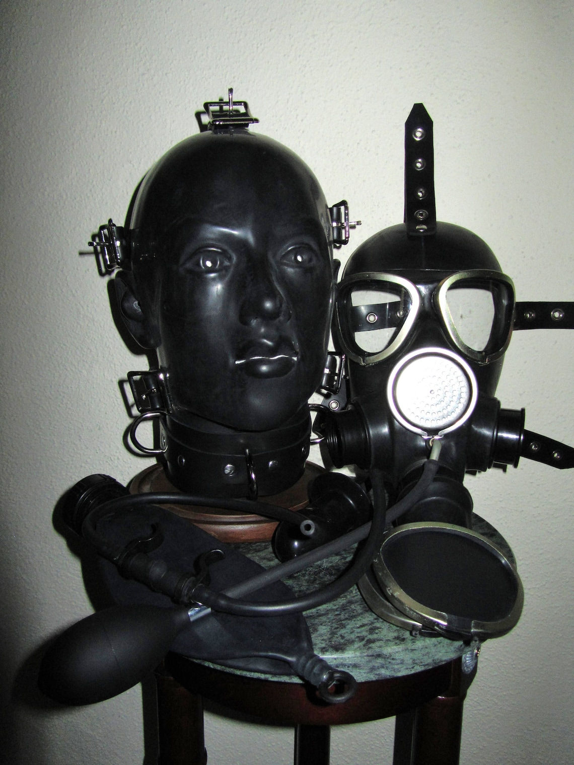 Fetish Heavy Rubber System 3-in-1 BONDAGE HELMET Gas Mask Rebreather ...