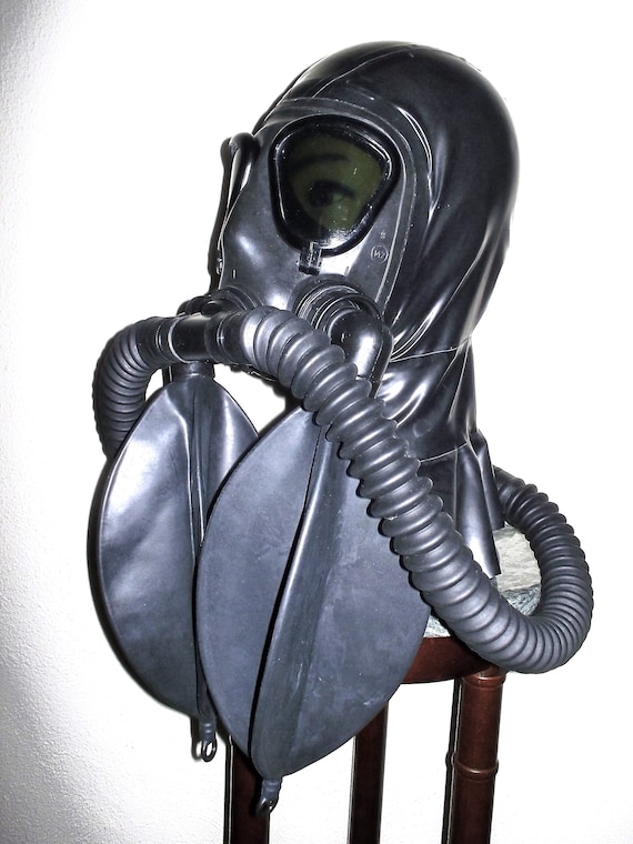 Fetish Heavy Rubber Latex Gas Mask Hood With Dark Tinted Etsy