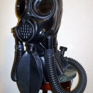 Fetish Heavy Rubber Gas Mask LATEX HOOD W Dark Lenses, Twin Hoses and ...