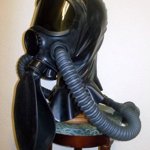 Heavy Rubber Fetish Custom GAS MASK Latex HOOD With Dark Lenses, Twin ...