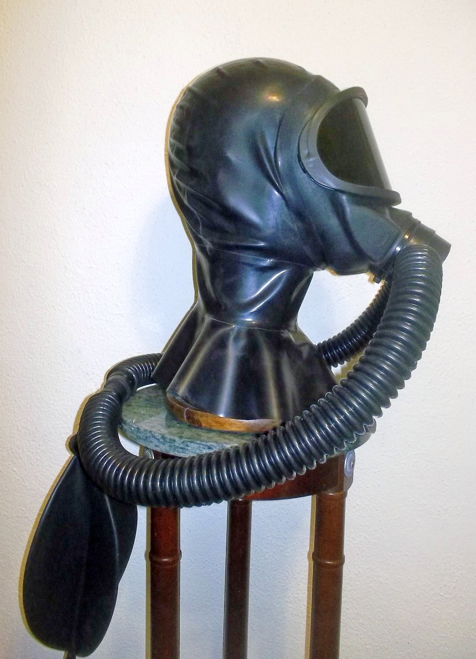 Fetish Heavy Rubber Latex Full Circle MSA REBREATHER Gas Mask Hood With ...