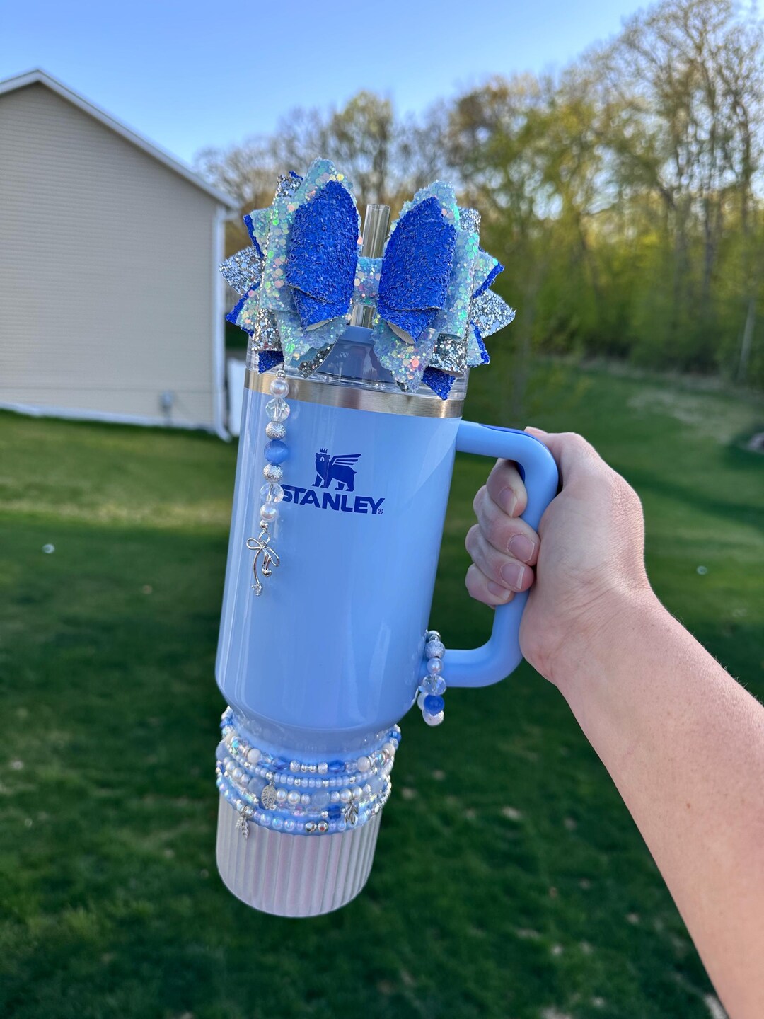 Blue Cornflower Gloss Stanley Straw Bow - Etsy