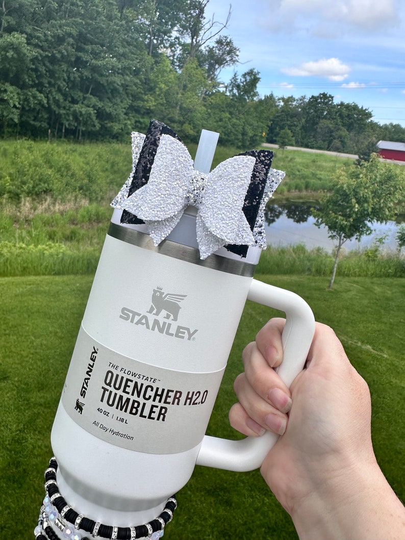 Black / White / Silver Straw Bow for Stanley Cup - Etsy