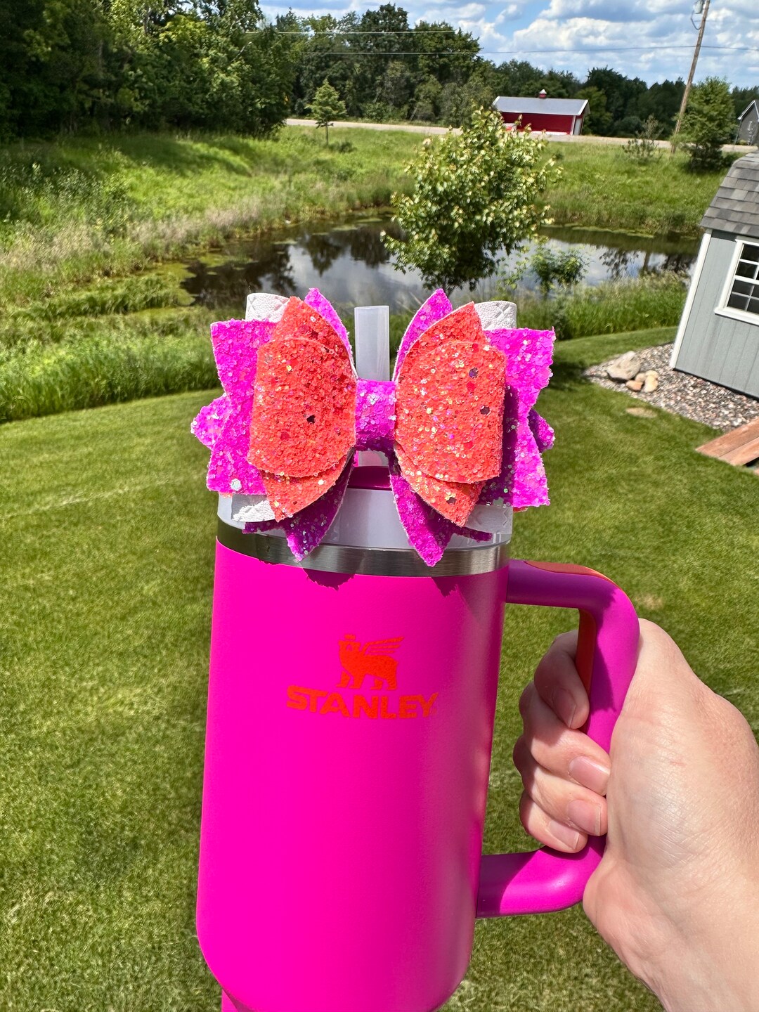 Violet and Orange Glitter Stanley Straw Bow Vivid Violet - Etsy