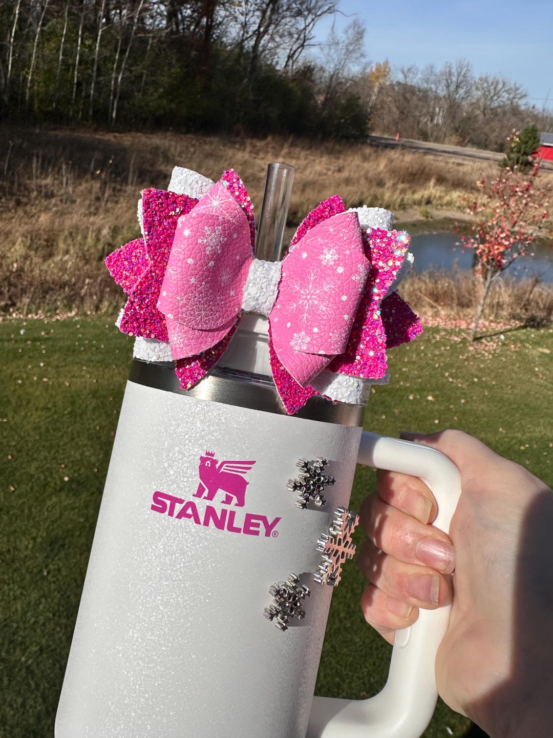 Crystal Crush Stanley Straw Bow - Snowflake Bow - Etsy