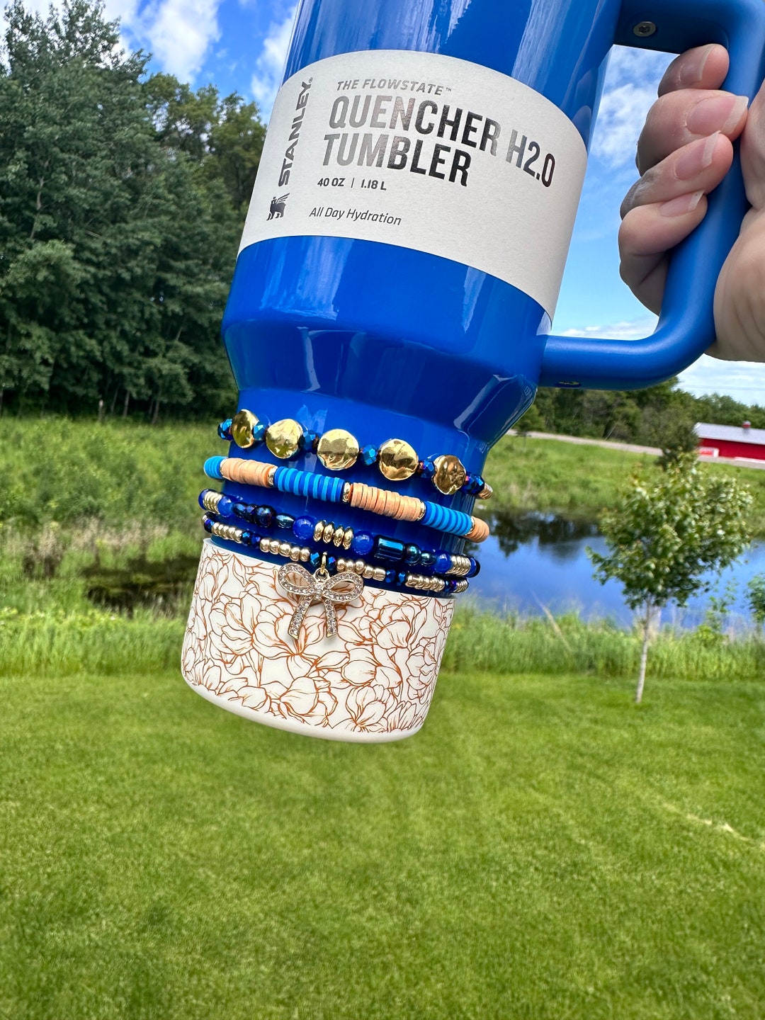 Arctic Twist Bracelet Stack for Stanley Tumbler Gold and Blue - Etsy